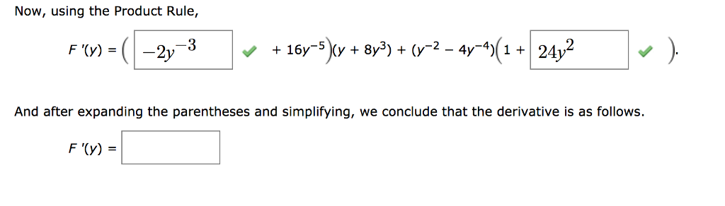 Solved Now, using the Product Rule, -3 F (y) And after | Chegg.com