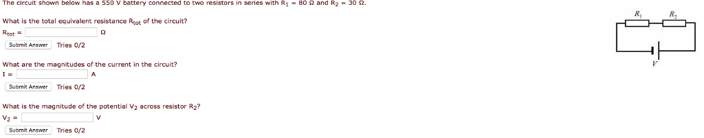 Solved The circuit shown below has a 550 V battery connected | Chegg.com