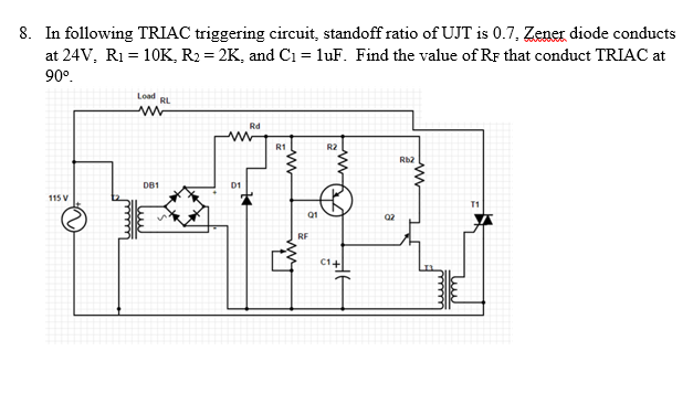 In following TRIAC triggering circuit, standoff ratio | Chegg.com