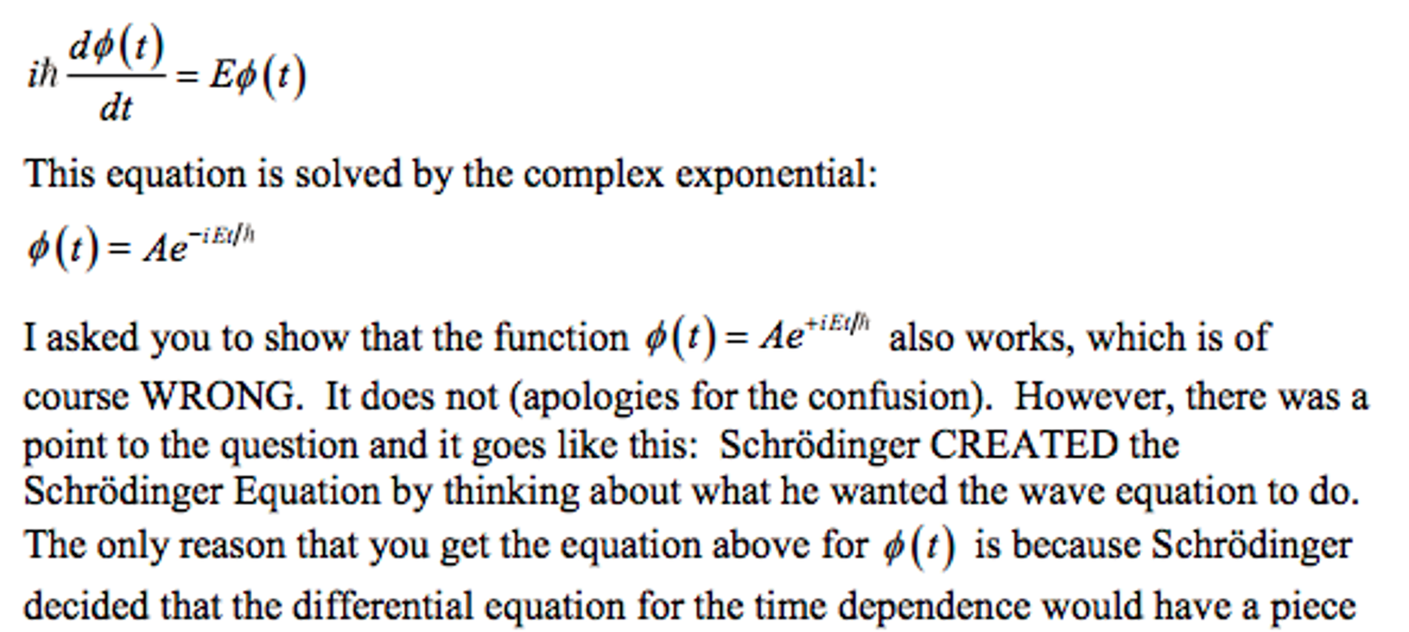 Solved Ih D Phi T Dt E Phi T This Equation Is Solved By