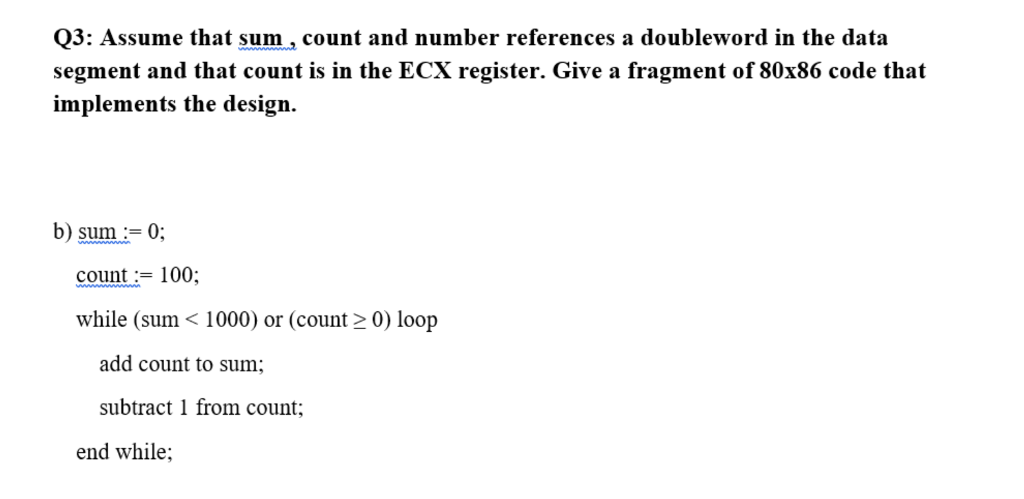 Solved Q3: Assume that sum, count and number references a | Chegg.com