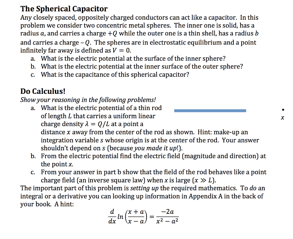 Solved The Spherical Capacitor Any closely spaced, | Chegg.com