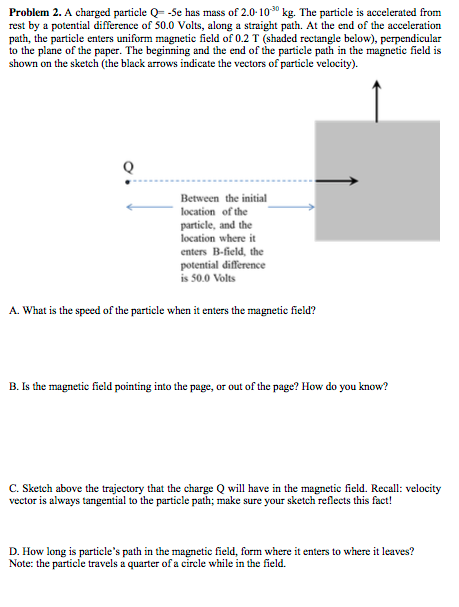 Solved A charged particle Q= -5e has mass of 2.0.10^-10 kg. | Chegg.com