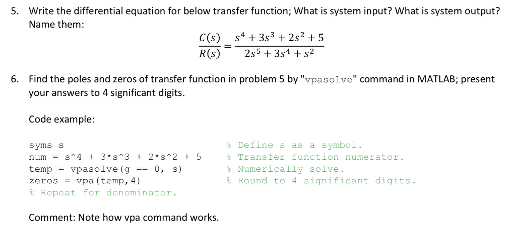 Solved 5. Write the differential equation for below transfer | Chegg.com