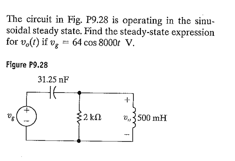 Solved The circuit in Fig. P9.28 is operating in the | Chegg.com