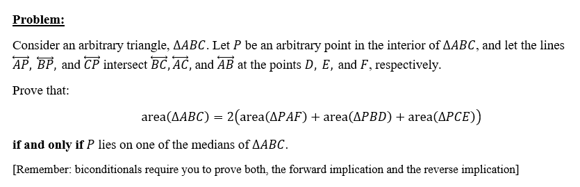 Solved Problem: Consider an arbitrary triangle, AABC. Let P | Chegg.com