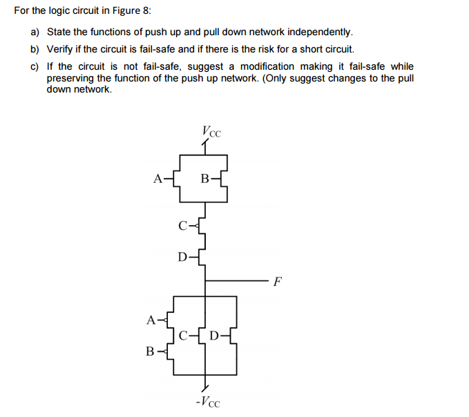 Solved For the logic circuit in Figure 8: State the | Chegg.com