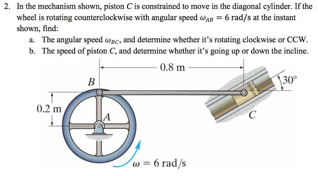 Solved 2. In the mechanism shown, piston C is constrained to | Chegg.com
