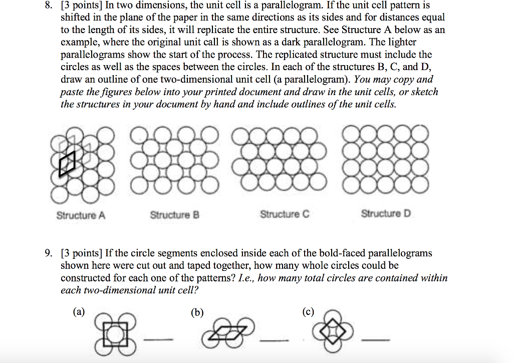 Solved [3 points] In two dimensions, the unit cell is a | Chegg.com