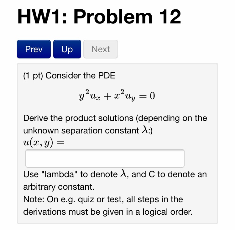 Solved Consider the PDE y^2 u_x + x^2 u_y = 0 Derive the | Chegg.com