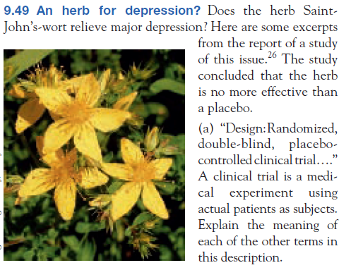 Solved 9.49 An herb for depression? Does the herb Saint | Chegg.com