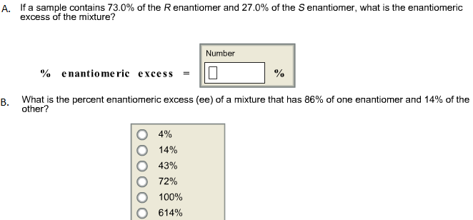 Solved If a sample contains 73.0% of the R enantiomer and | Chegg.com