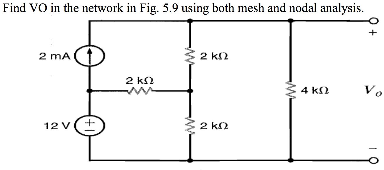 Solved Find VO in the network in Fig. 5.9 using both mesh | Chegg.com