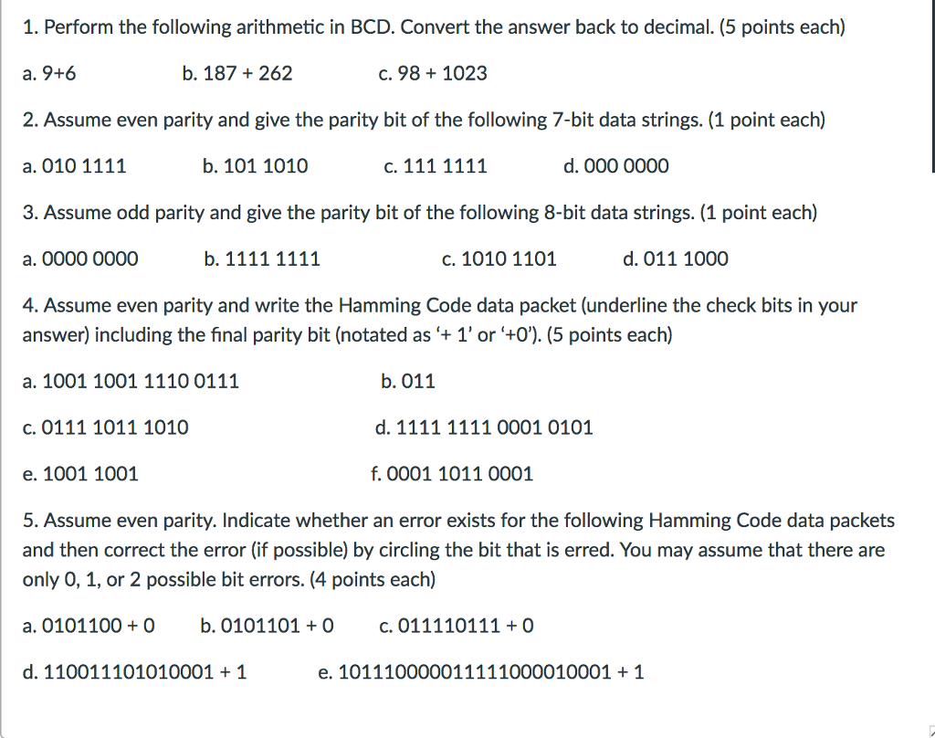 Solved Perform the following arithmetic in BCD. Convert the | Chegg.com