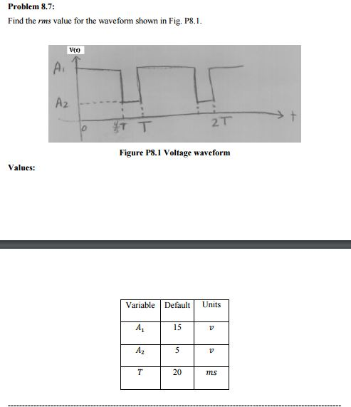 Solved Find the rms value for the waveform shown in Fig. | Chegg.com