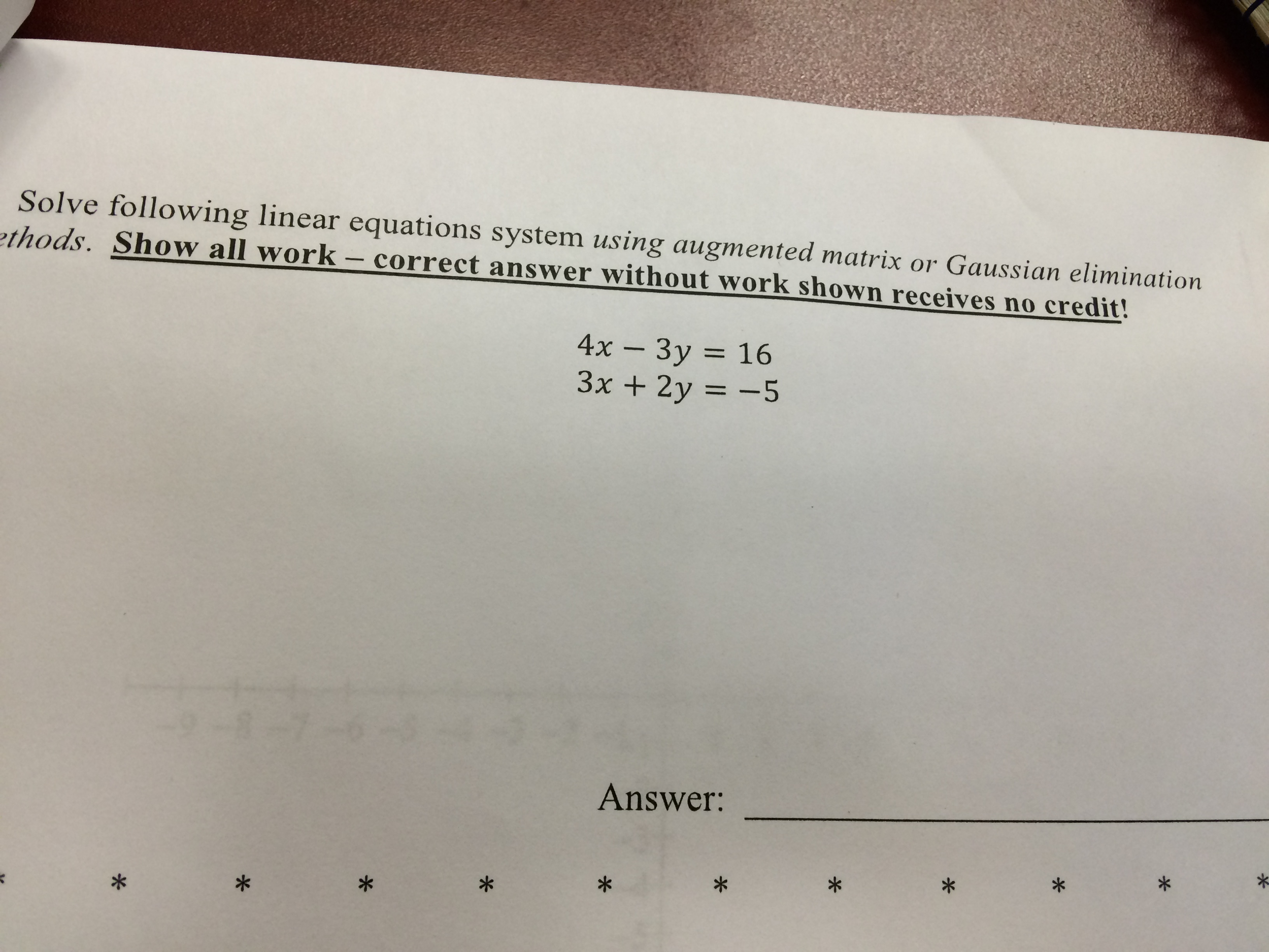 Solved Solve following linear equations system using | Chegg.com