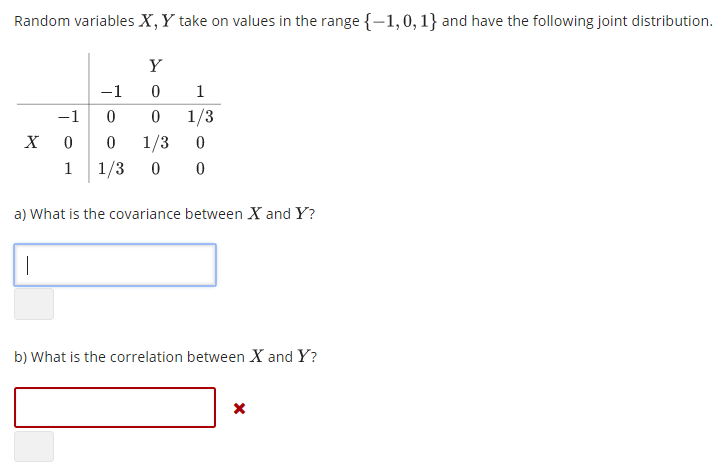 Solved Random variables X, Y take on values in the | Chegg.com