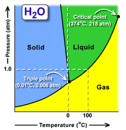 Solved H2O Critical point (374°C, 218 atm) Solid Liquid 1.0 | Chegg.com