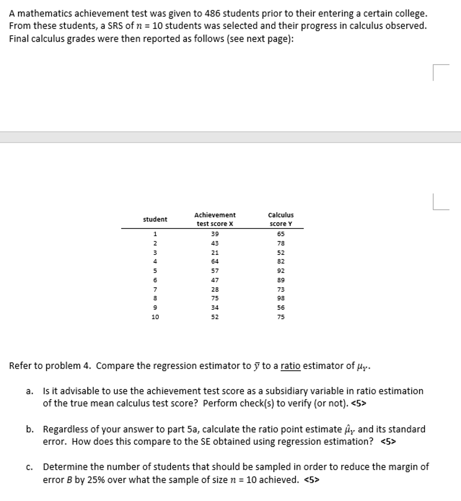 A mathematics achievement test was given to 486 | Chegg.com