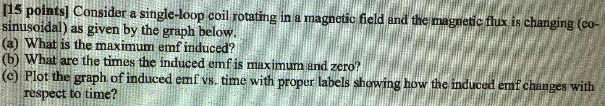 Solved 15 points) Consider a single-loop coil rotating in a | Chegg.com