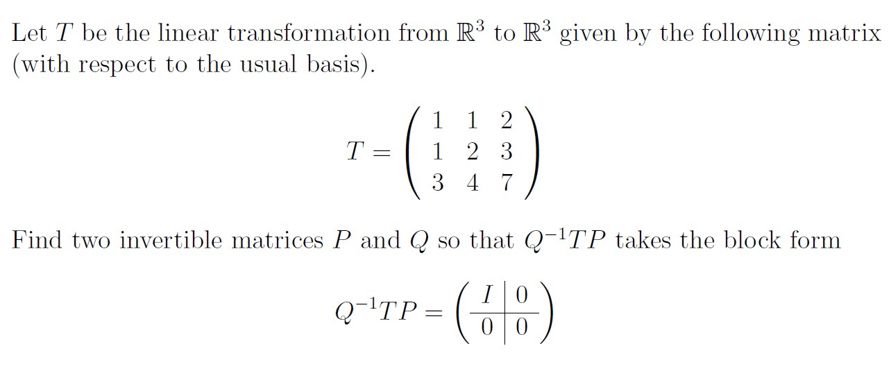 Solved Let T be the linear transformation from R3 to R3 | Chegg.com