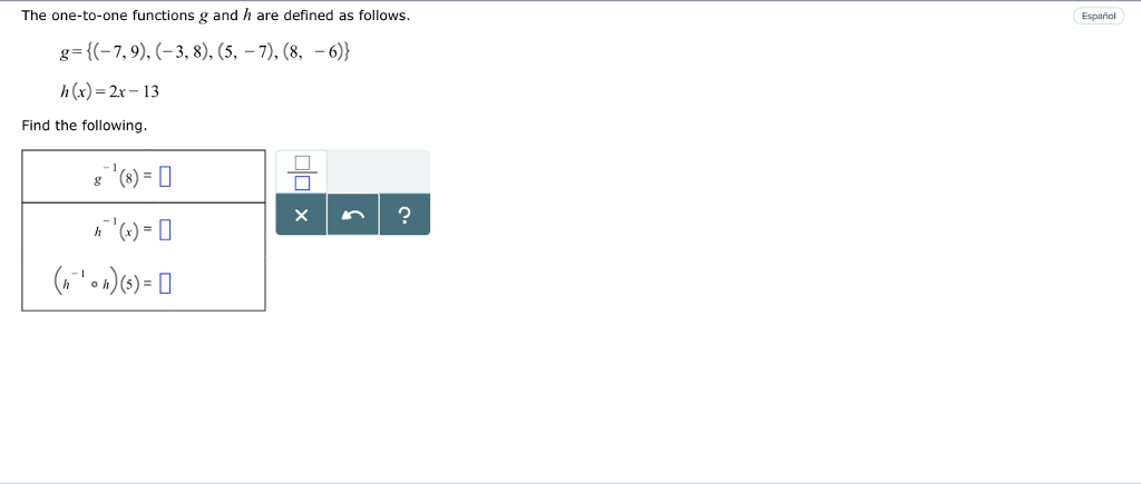 Solved The one-to-one functions g and h are defined as | Chegg.com
