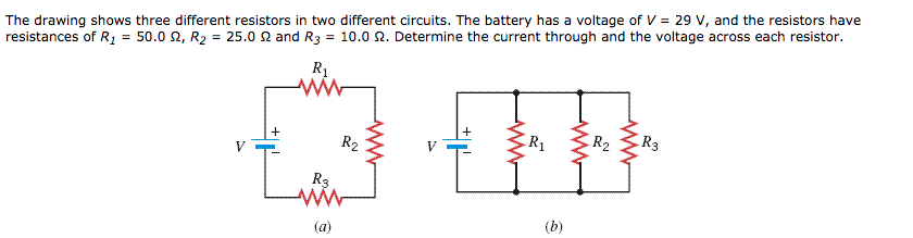 Solved The drawing shows three different resistors in two | Chegg.com