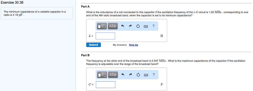 Solved The minimum capacitance of a variable capacitor in a | Chegg.com