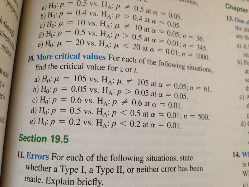 Solved More critical values For each of the following | Chegg.com