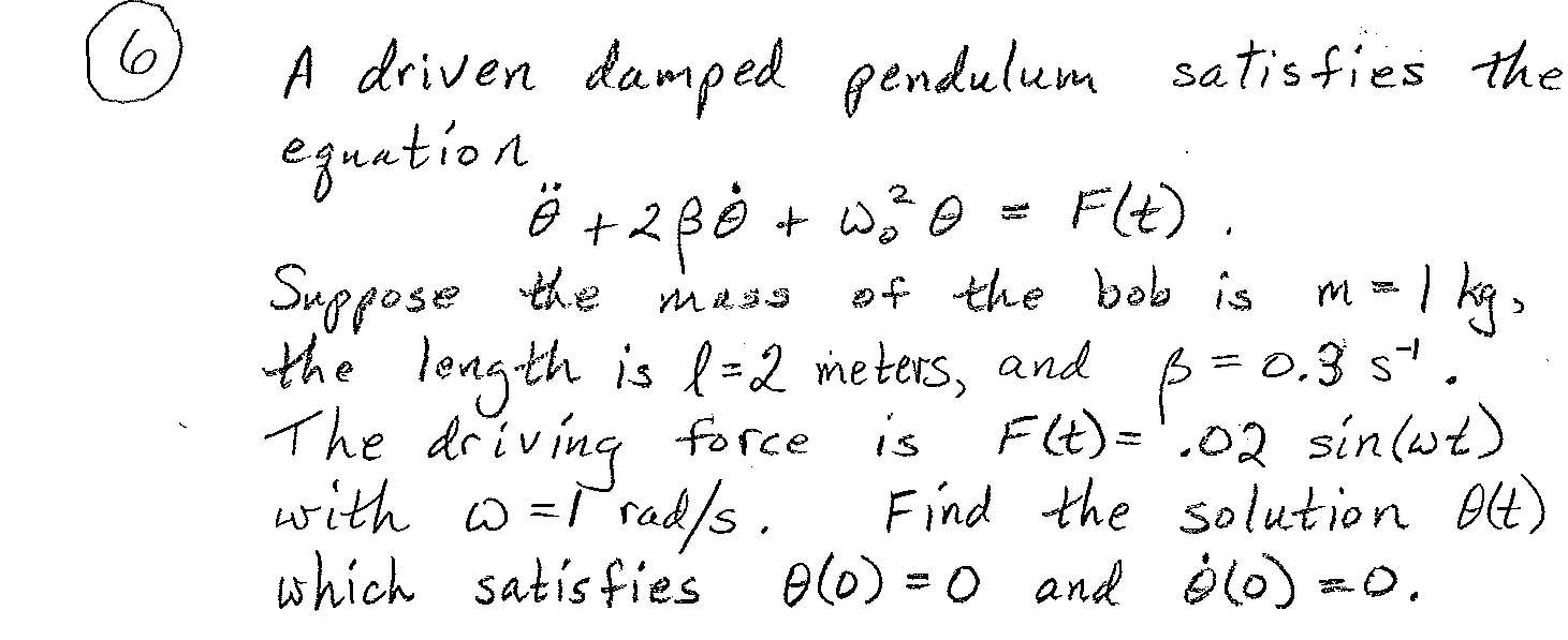Solved A driven damped pendulum satisfies the equation | Chegg.com