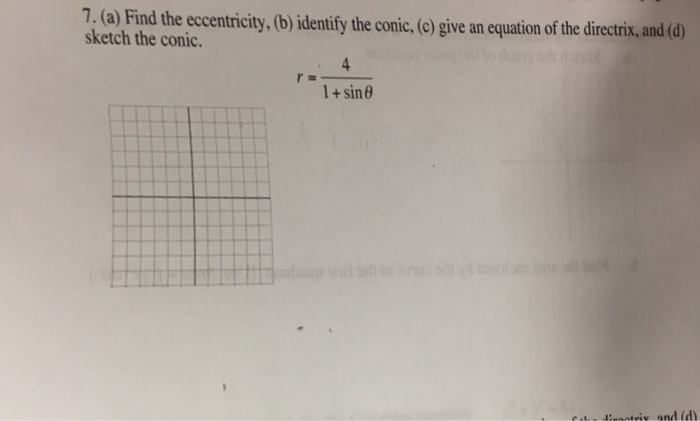 Solved Find the eccentricity, identify the conic, give an | Chegg.com