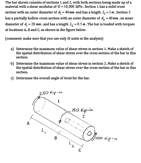 The bar shown consists of sections 1 and 2, with both | Chegg.com