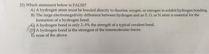 Solved Which Statement Below Is False A A Hydrogen Atom