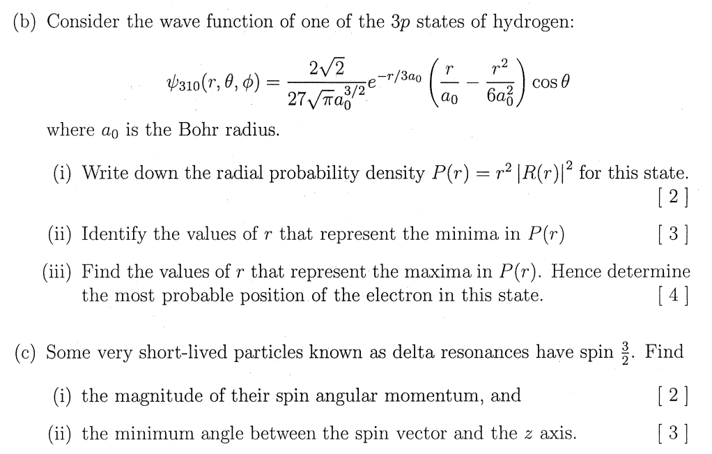 Solved (b) Consider the wave function of one of the 3p | Chegg.com