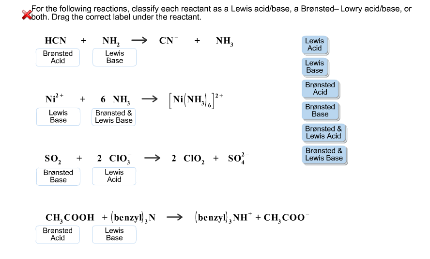 Solved or the following reactions, classify each reactant as | Chegg.com