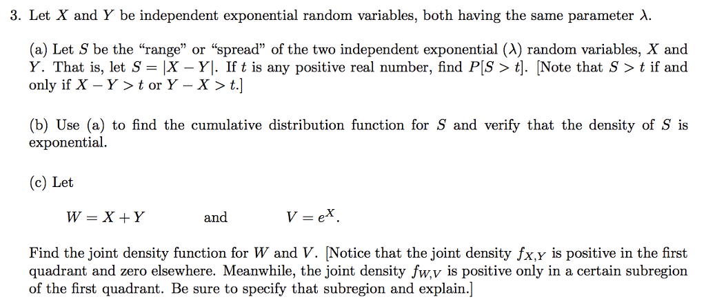 Solved 3 Let X And Y Be Independent Exponential Random