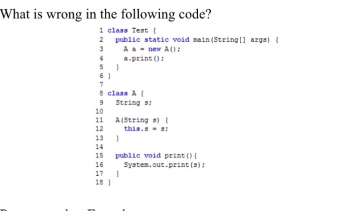 Solved What is wrong with the following program? public | Chegg.com Solved What is wrong with the following program? public | Chegg.com