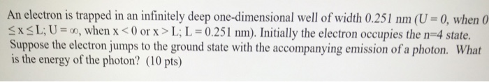 Solved An Electron Is Trapped In An Infinitely Deep