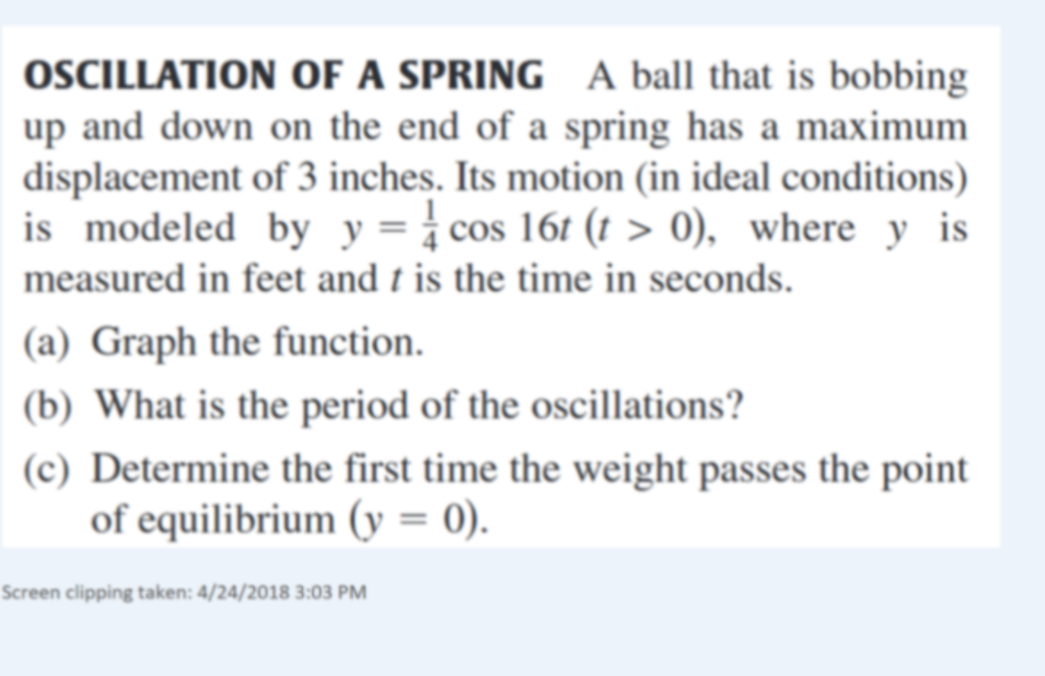 Solved OSCILLATION OF A SPRING A bal that is bobbing up and | Chegg.com