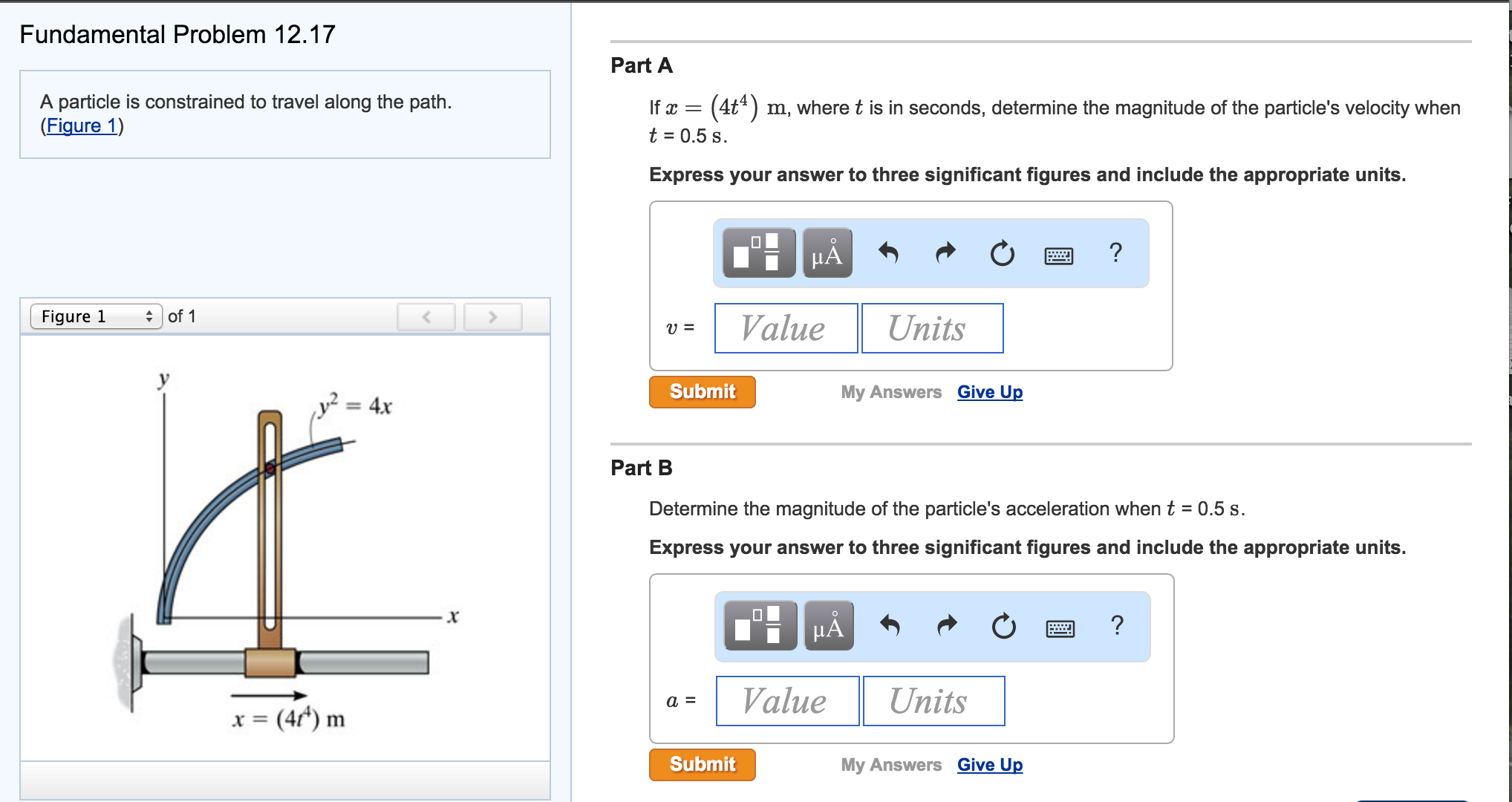Solved A particle is constrained to travel along the path. | Chegg.com