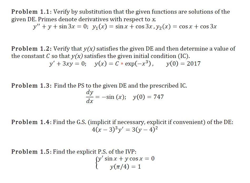 Solved Verify by substitution that the given functions are | Chegg.com