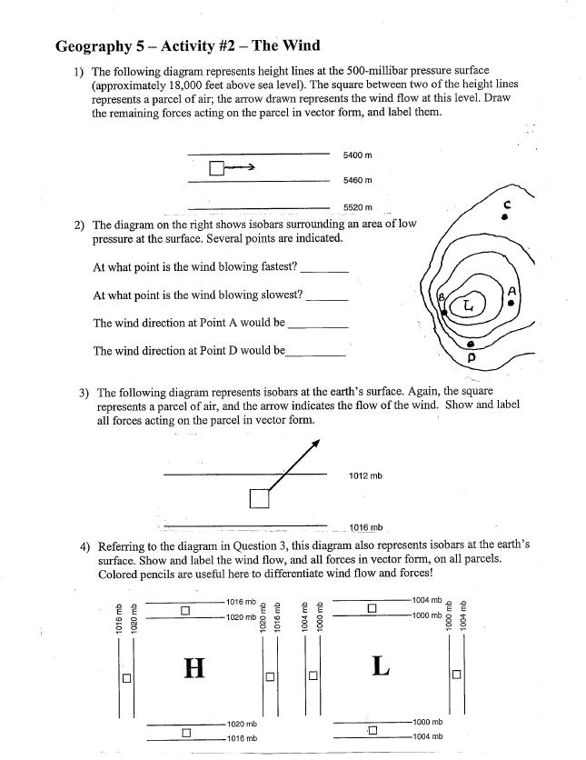 Solved Geography 5-Activity #2-The Wind 1) The following | Chegg.com