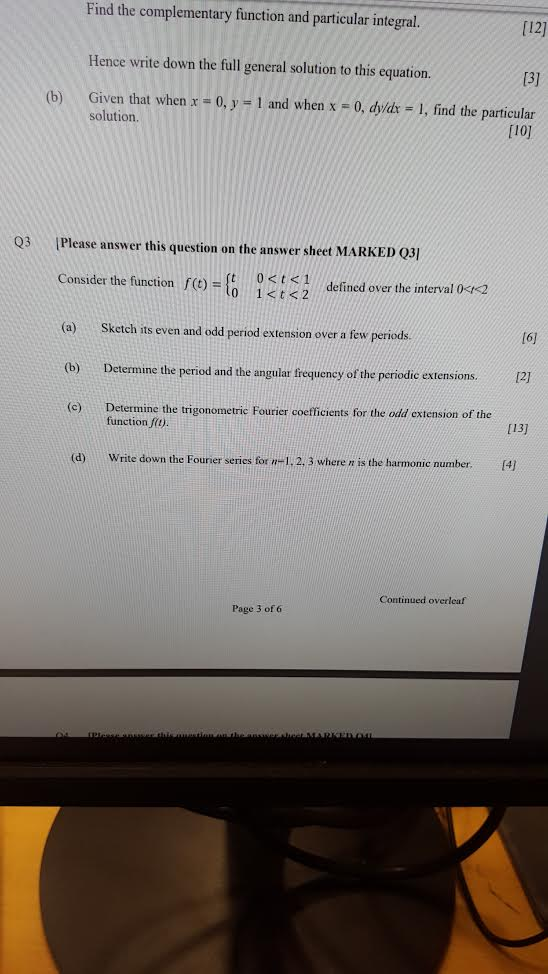 Solved Find the complementary function and particular | Chegg.com