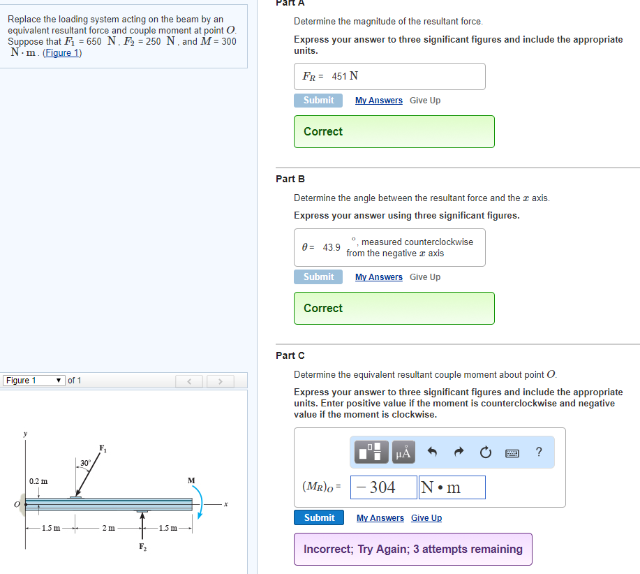Solved Paft Replace the loading system acting on the beam by | Chegg.com