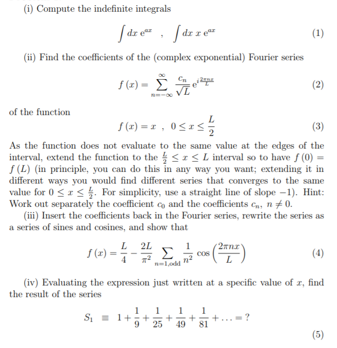 Solved (i) Compute the indefinite integrals (ii) Find the | Chegg.com