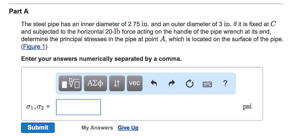 Solved Part A The steel pipe has an inner diameter of 2.75 | Chegg.com