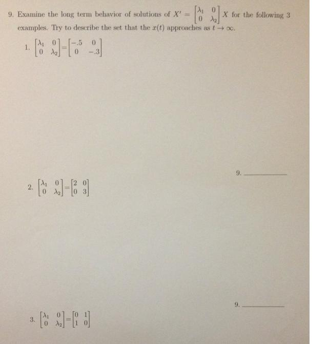 Solved Examine the long term behavior of solutions of X' | Chegg.com