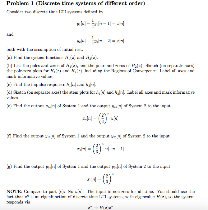 Solved Consider two discrete time LTI systems defined by | Chegg.com