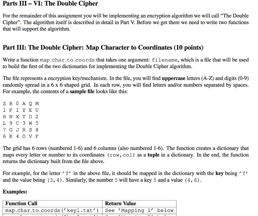 Solved Parts III - VI: The Double Cipher For the remainder | Chegg.com