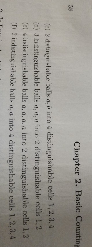 Solved Chapter 2. Basic Counting 58 (c) 2 distinguishable | Chegg.com